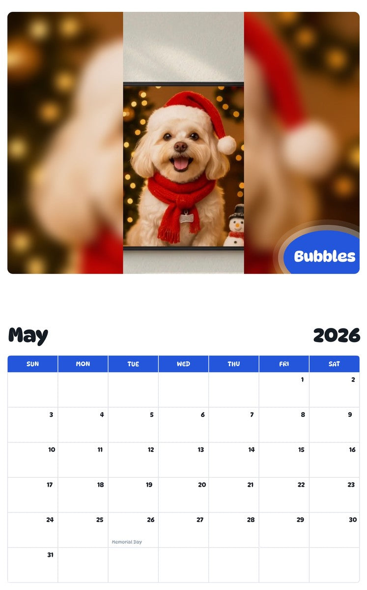 2026 - 2027 Bubbles - Pawidols Pet Calendar