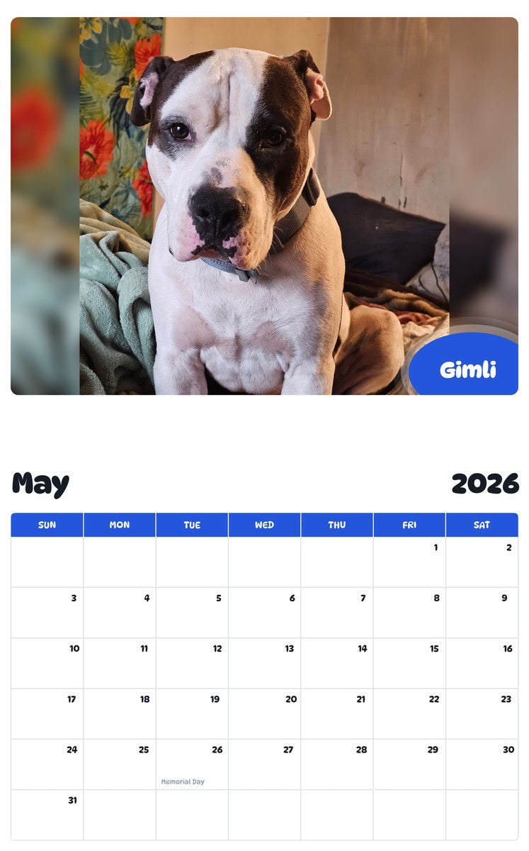 2026 - 2027 Gimli - Pawidols Pet Calendar