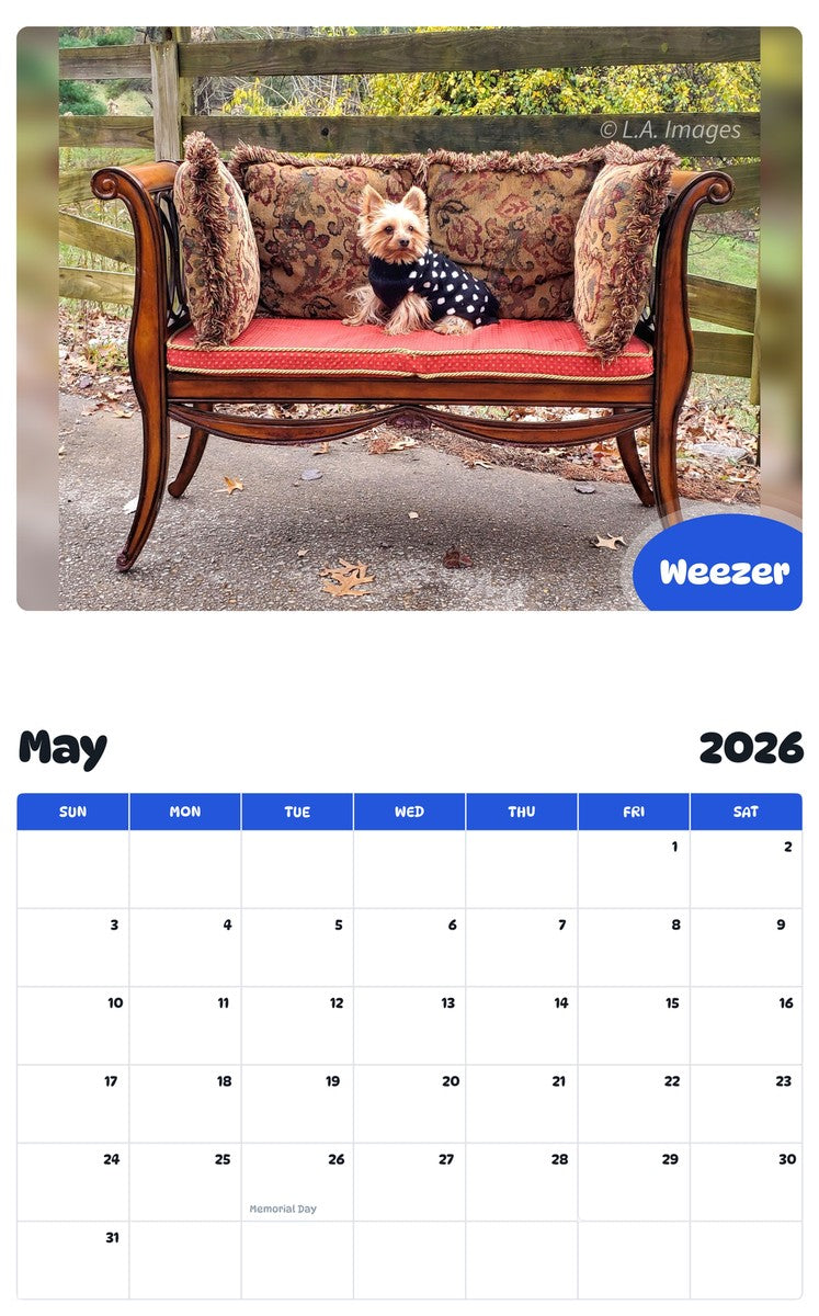 2026 - 2027 Weezer - Pawidols Pet Calendar