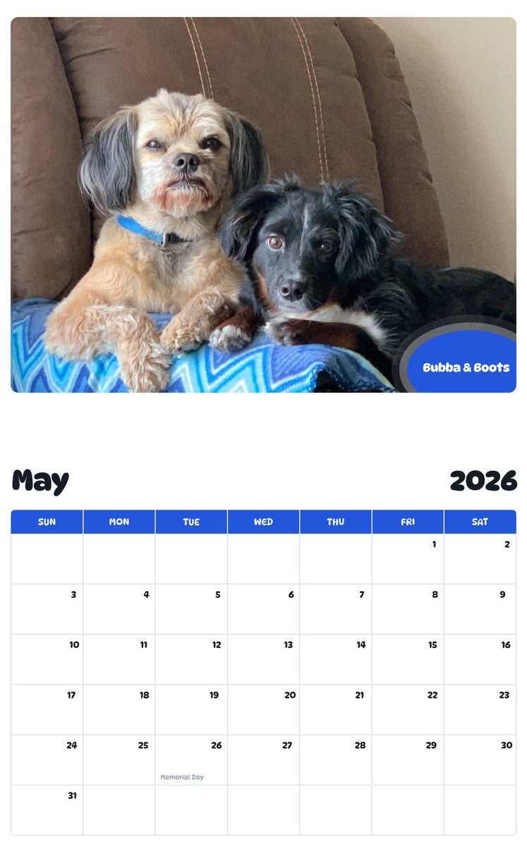 2026 - 2027 Bubba & Boots - Pawidols Pet Calendar