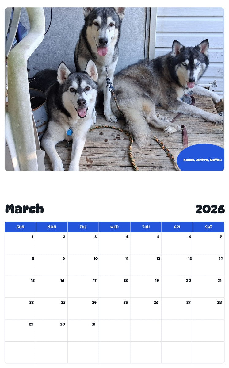 November 2025 - October 2026 Kodak, Jethro, Saffire - Pawidols Pet Cal