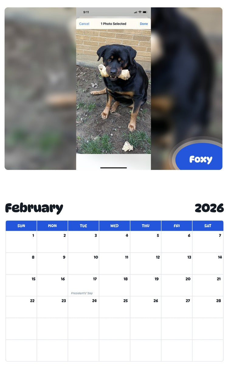 October 2025 - September 2026 Foxy - Pawidols Pet Calendar