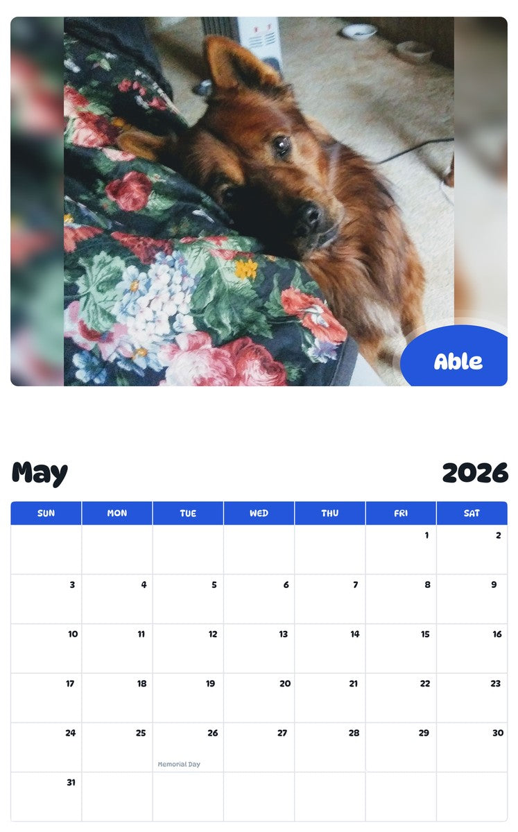 2026 - 2027 Able - Pawidols Pet Calendar