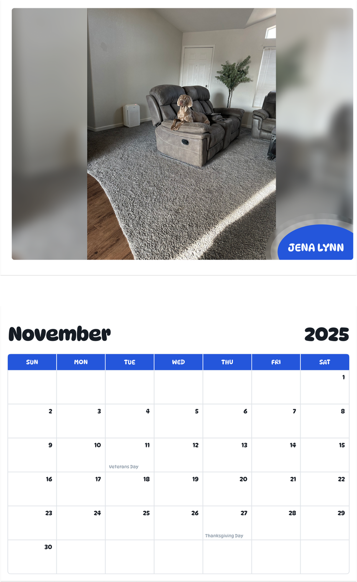 July 2025 - June 2026 Jena lynn - Pawidols Pet Calendar