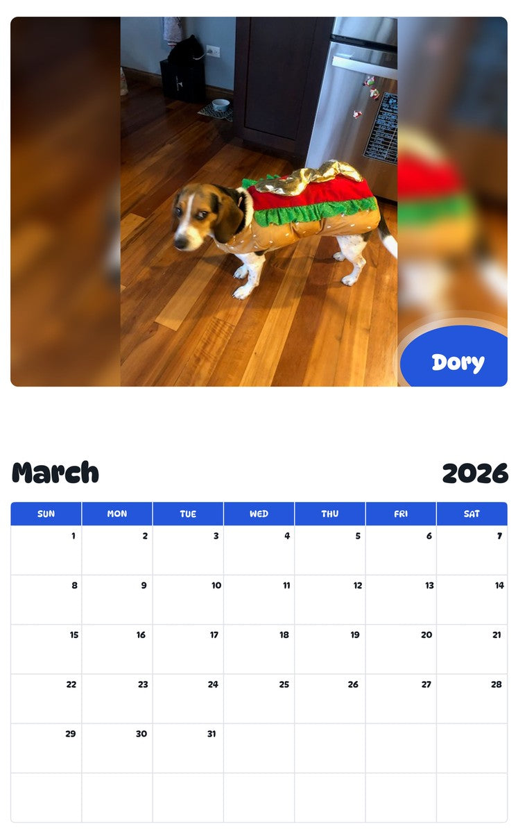 November 2025 - October 2026 Dory - Pawidols Pet Calendar