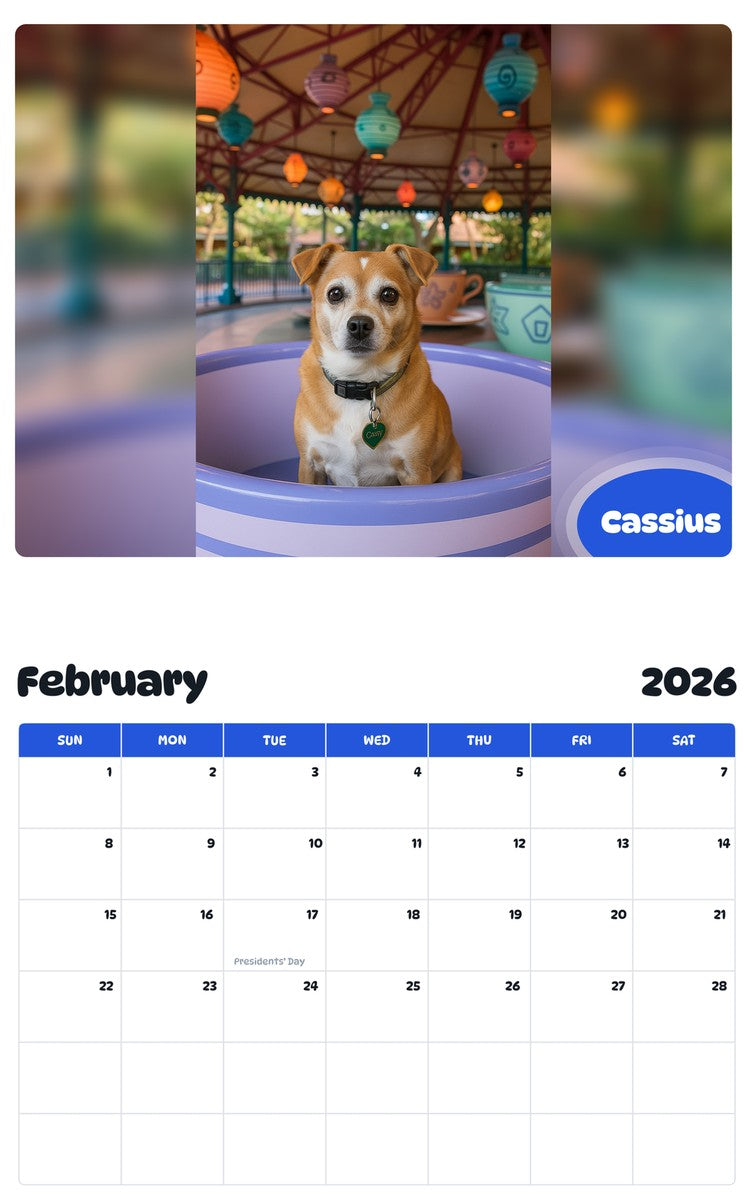 October 2025 - September 2026 Cassius - Pawidols Pet Calendar