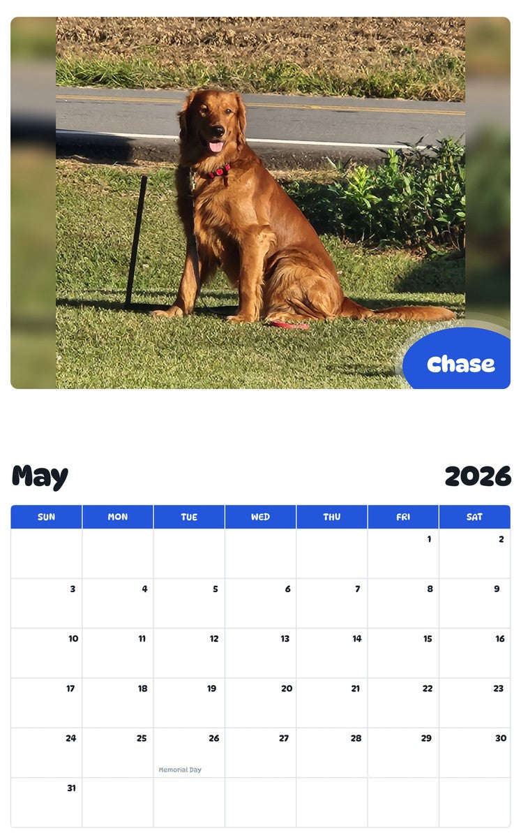 2026 - 2027 Chase - Pawidols Pet Calendar