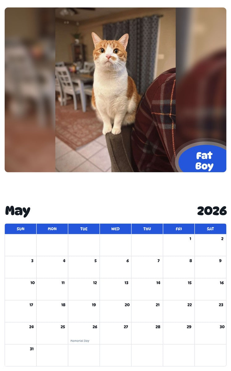 2026 - 2027 Fat Boy - Pawidols Pet Calendar