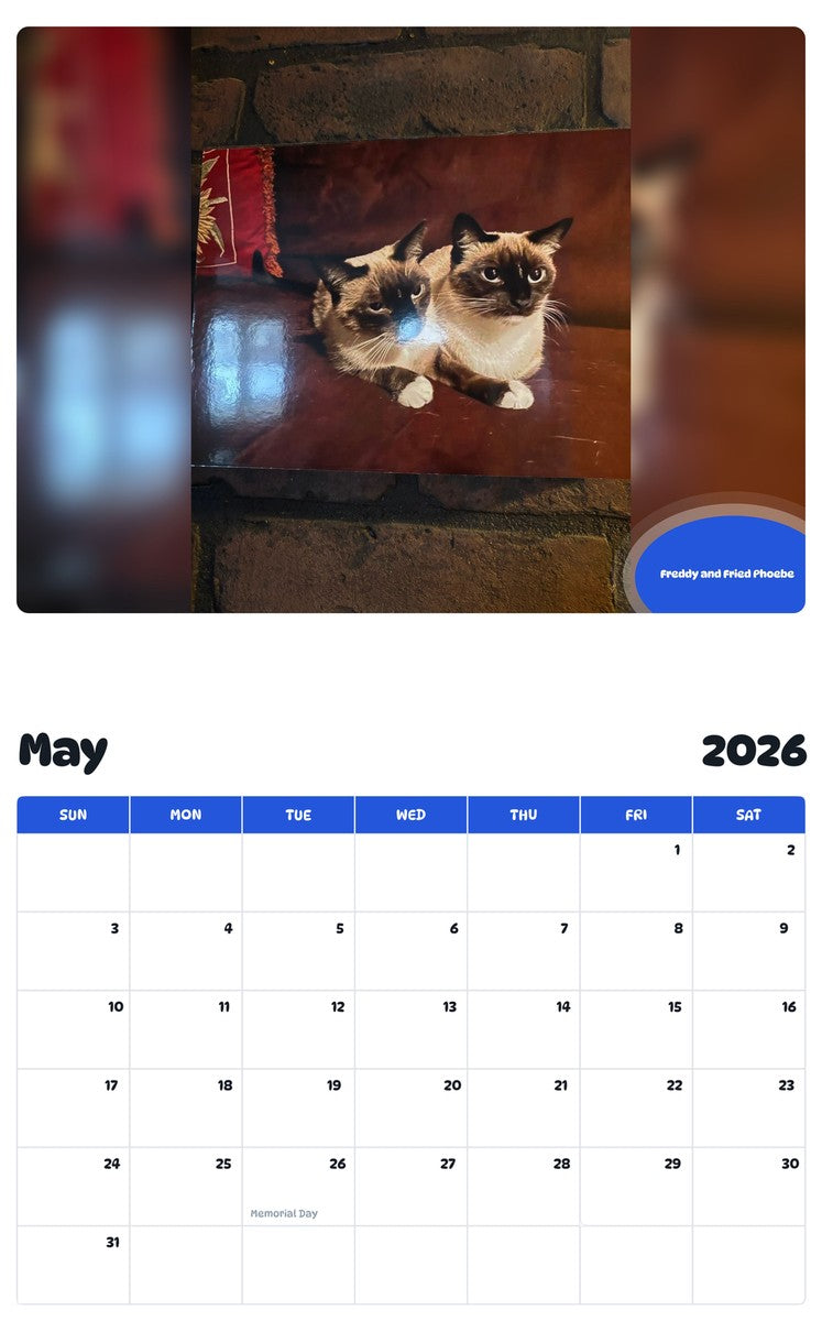 2026 - 2027 Freddy and Fried Phoebe - Pawidols Pet Calendar