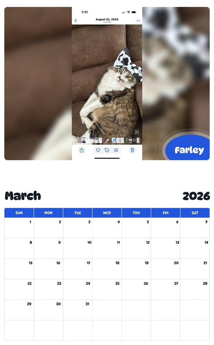 November 2025 - October 2026 Farley - Pawidols Pet Calendar