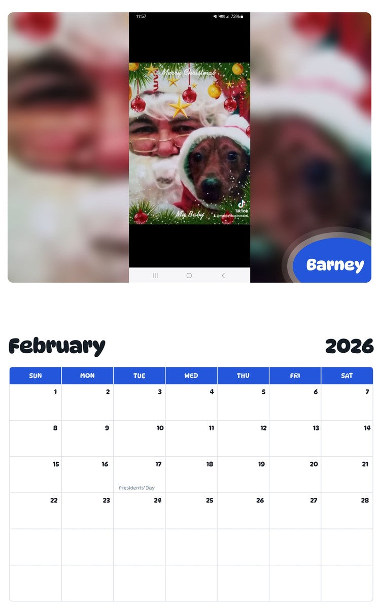 October 2025 - September 2026 Barney - Pawidols Pet Calendar