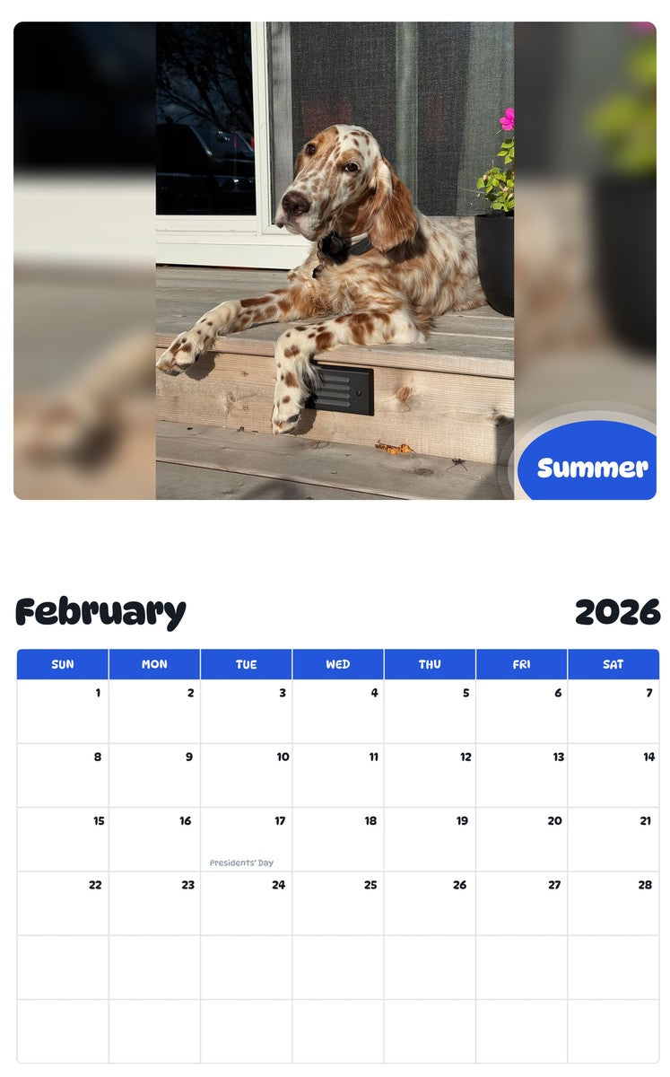 October 2025 - September 2026 Summer - Pawidols Pet Calendar