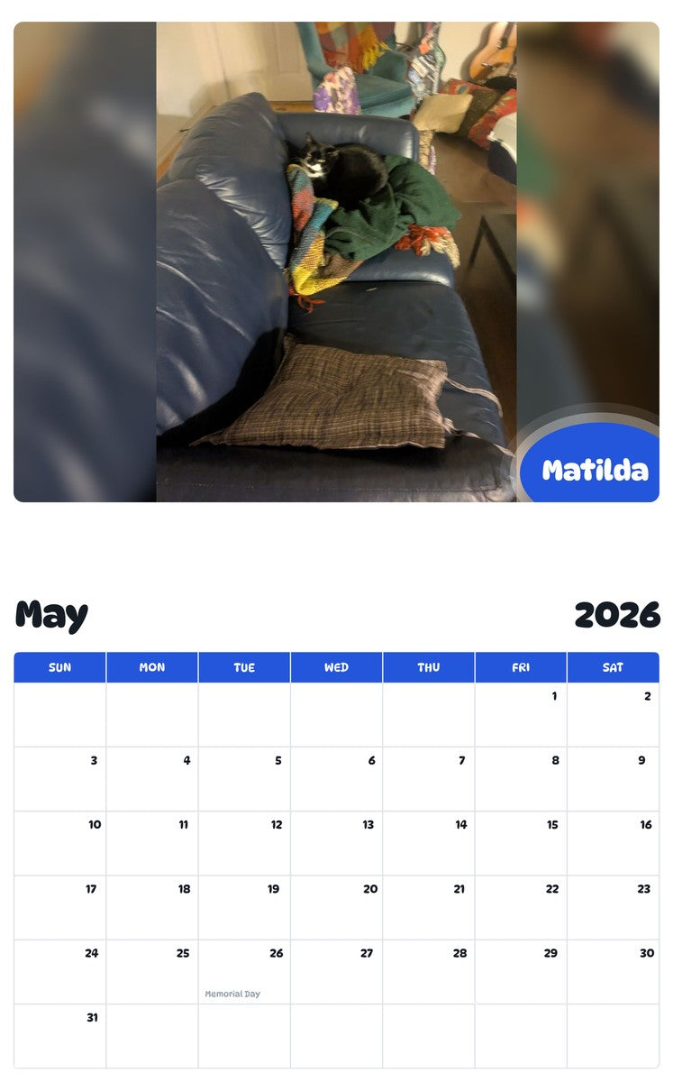 2026 - 2027 Matilda - Pawidols Pet Calendar